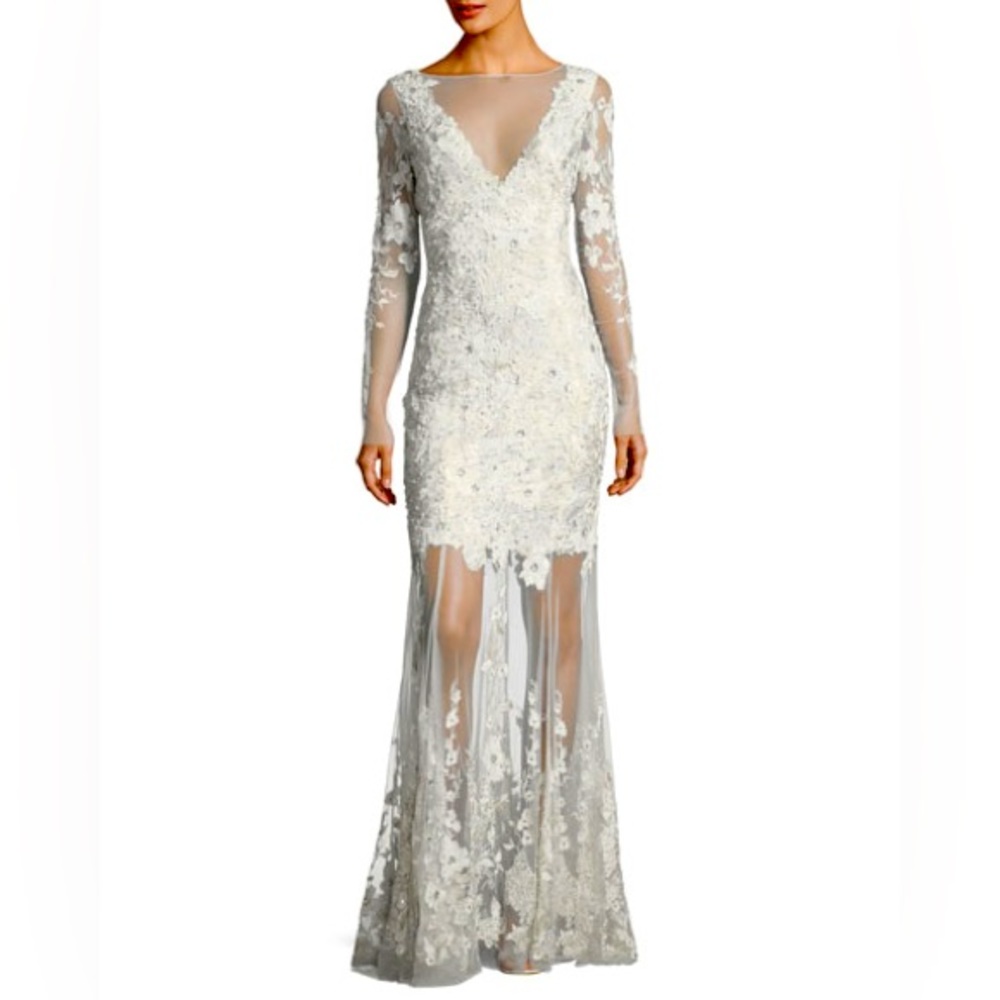 Beaded, Sheer, Low Back, Wedding Or Formal Gown - Gem